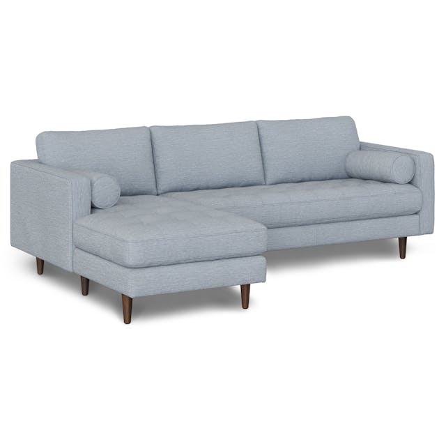 Sven Silver Light Blue Tufted Left Chaise Sectional Sofa | Article