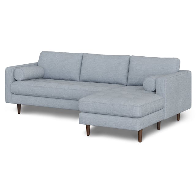 Sven Silver Light Blue Tufted Right Chaise Sectional Sofa | Article