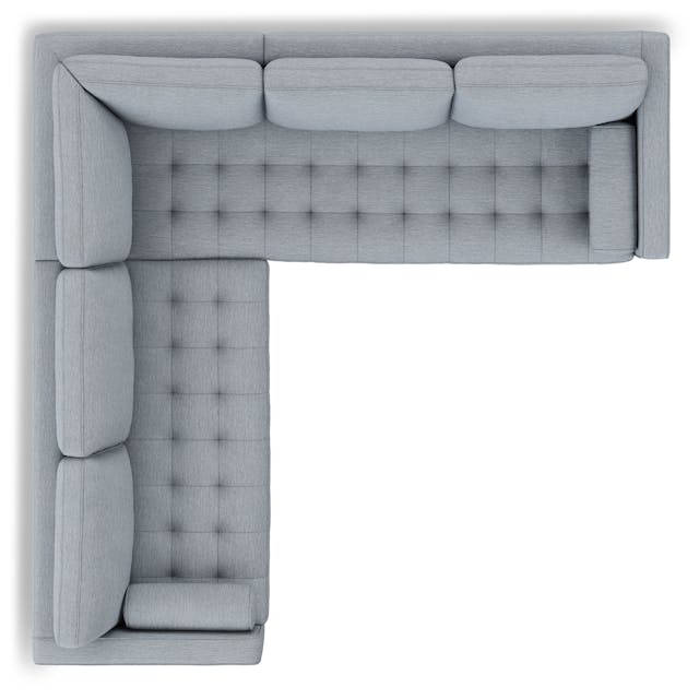 Sven Silver Light Blue Tufted Corner Sectional Sofa | Article