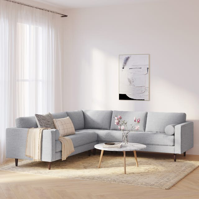 Sven Stone Gray Tufted Corner Sectional Sofa | Article