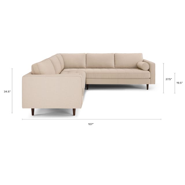 Sven Ratine Buff Tufted Corner Sectional Sofa | Article