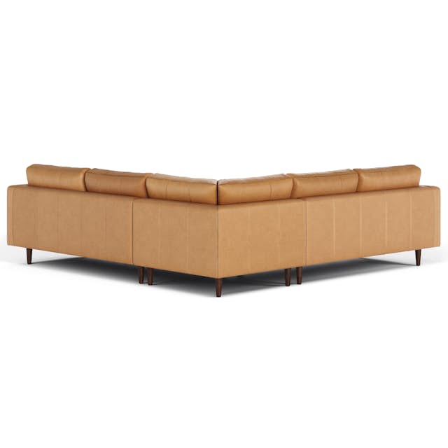 Sven Charme Tan Tufted Leather Corner Sectional Sofa | Article