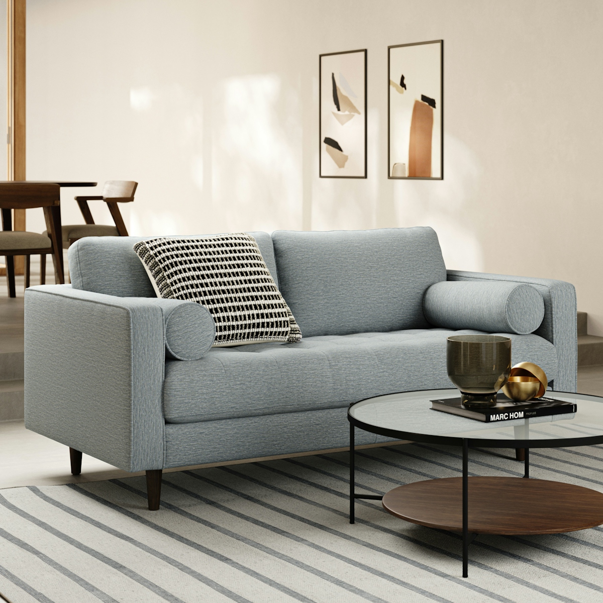 Sven Silver Light Blue Tufted Loveseat | Article