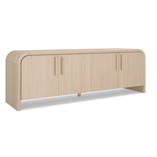 Faydra Natural Ash Wood Media Unit, Cable Management, Rounded Corners ...
