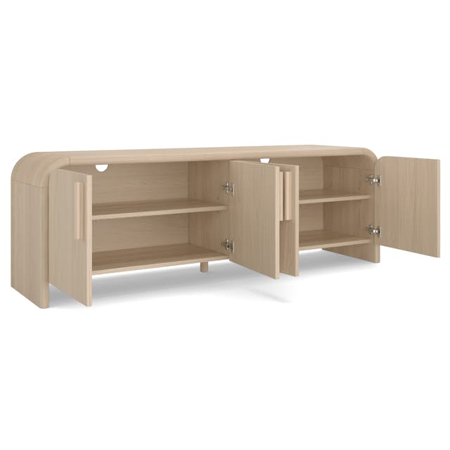 Faydra Natural Ash Wood Media Unit, Cable Management, Rounded Corners ...