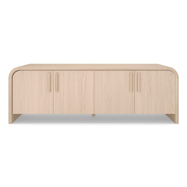 Faydra Natural Ash Wood Media Unit, Cable Management, Rounded Corners ...