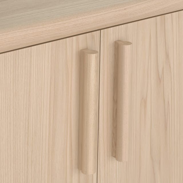 Faydra Natural Ash Wood Media Unit, Cable Management, Rounded Corners ...