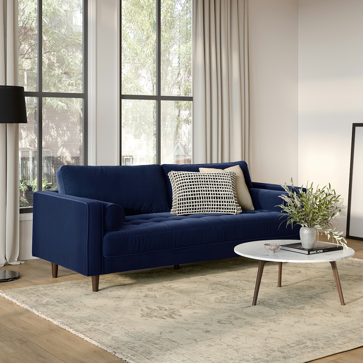 Sven Plush Cascaida Blue Tufted Velvet Sofa | Article