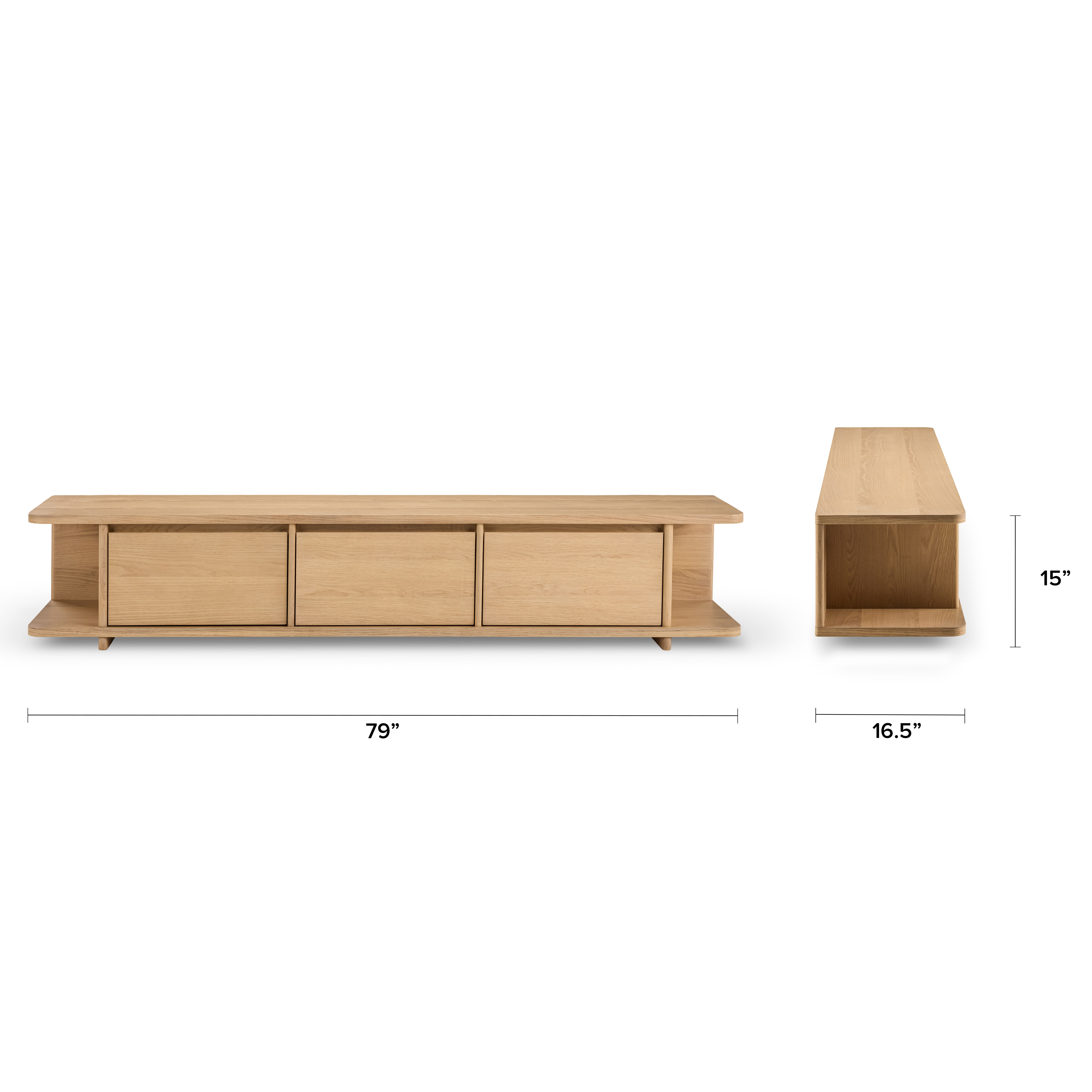 White oak media console store