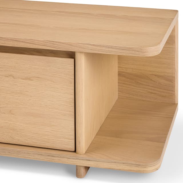 Judith White Oak Wood Low Media Unit with Closed Storage, TV Cable ...