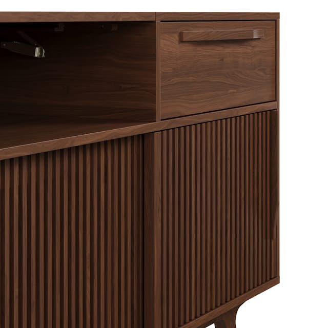 Jokuna American Walnut Vinyl Media Unit w/ Sliding Doors and Record ...