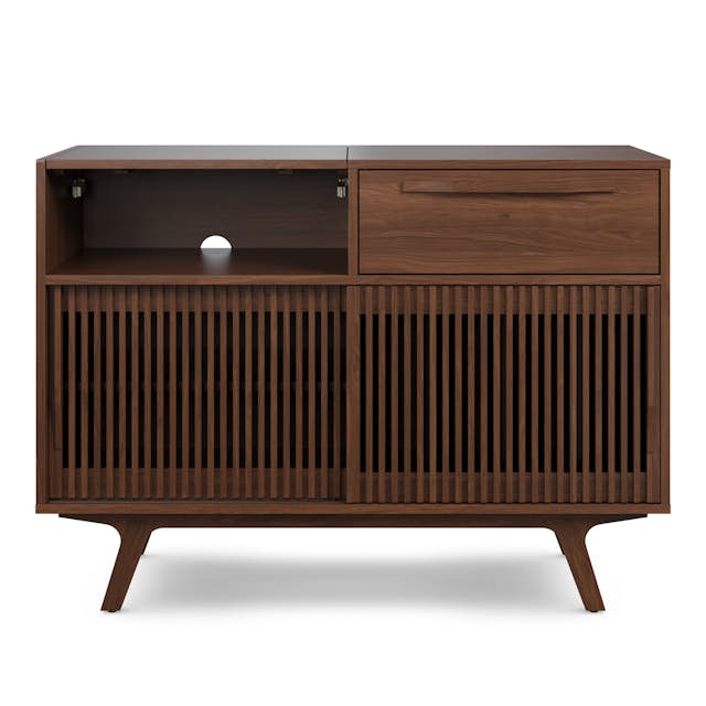 Jokuna American Walnut Vinyl Media Unit w/ Sliding Doors and Record ...