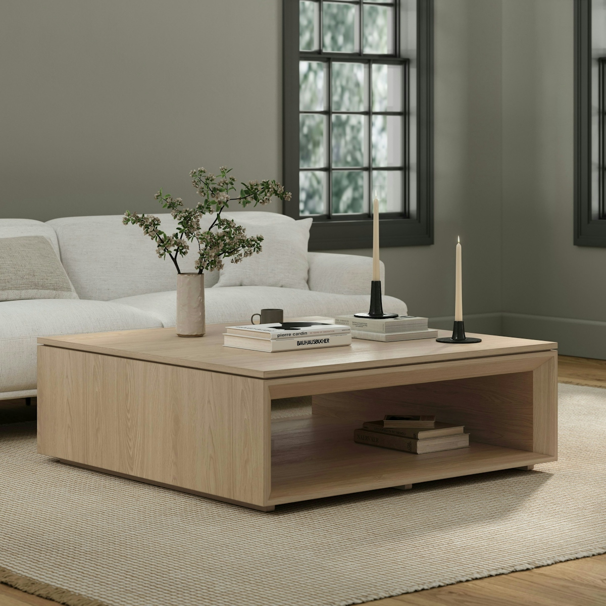 Suri White Oak Wood Square Coffee Table | Article