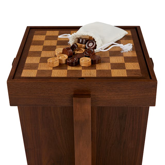 Harmon Walnut Checker board Game Side Table Combo | Article