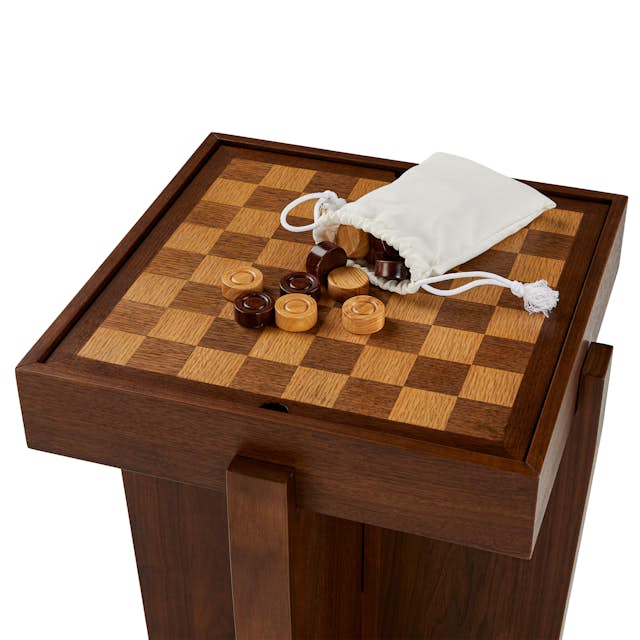 Harmon Walnut Checker board Game Side Table Combo | Article