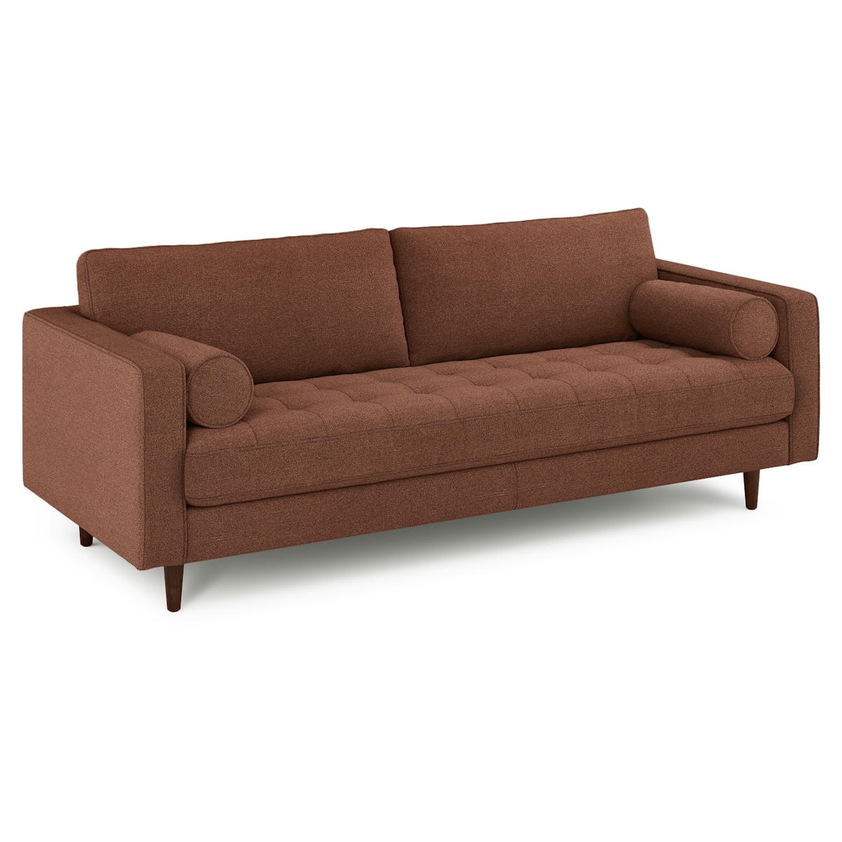 Sven Oxide Orange 88" 3-Seater Sofa, Tufted Bench Seat, Ratine Fabric ...