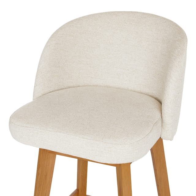 Alta Ivory Fabric Swivel Counter Stool, Upholstered Seat and Back, Oak ...