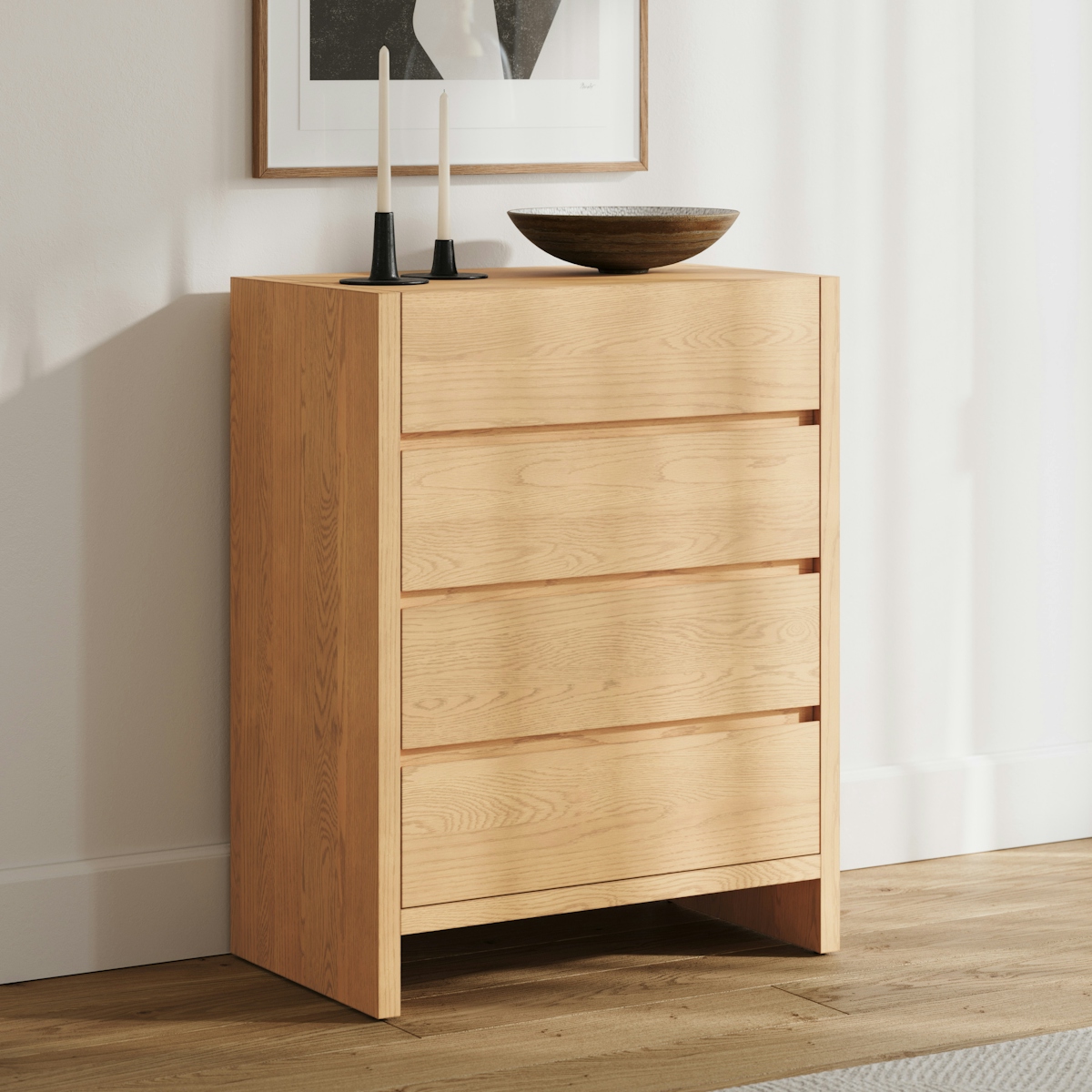 Leif White Oak Wood 4-Drawer Standing Dresser | Article