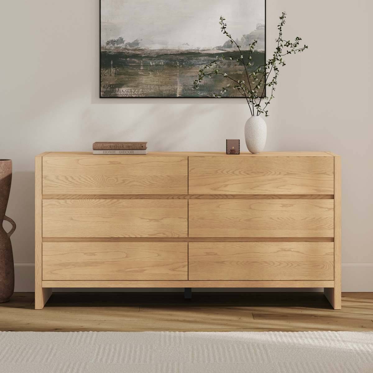 Leif White Oak Wood 6-Drawer Double Dresser | Article