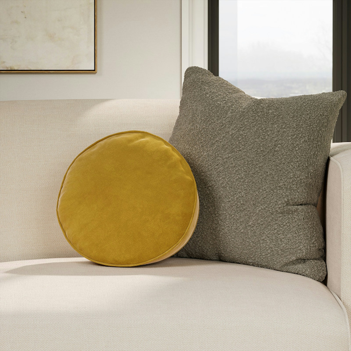 Bonnie Plush Gold Velvet Round Pillow | Article