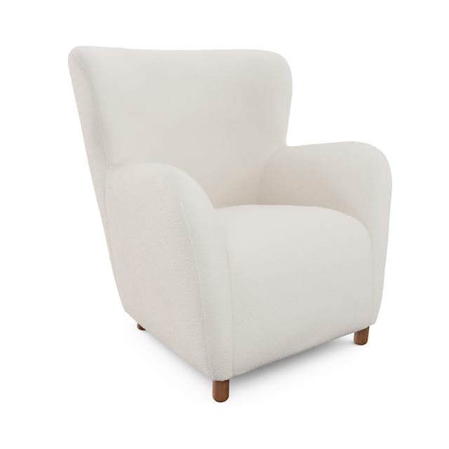 Archie Cream Bouclé Teddy Fabric Wingback Lounge Chair | Article