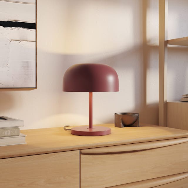 Oslo Powder Coated Red Metal Mushroom Table Lamp | Article