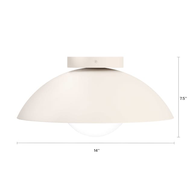 Gemma Rice White Metal Flushmount Semi Circle Ceiling Light, Frosted ...