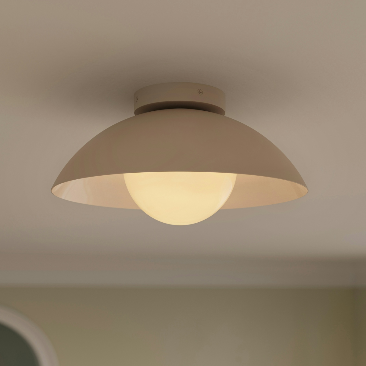 Gemma Rice White Metal Flushmount Semi Circle Ceiling Light, Frosted ...