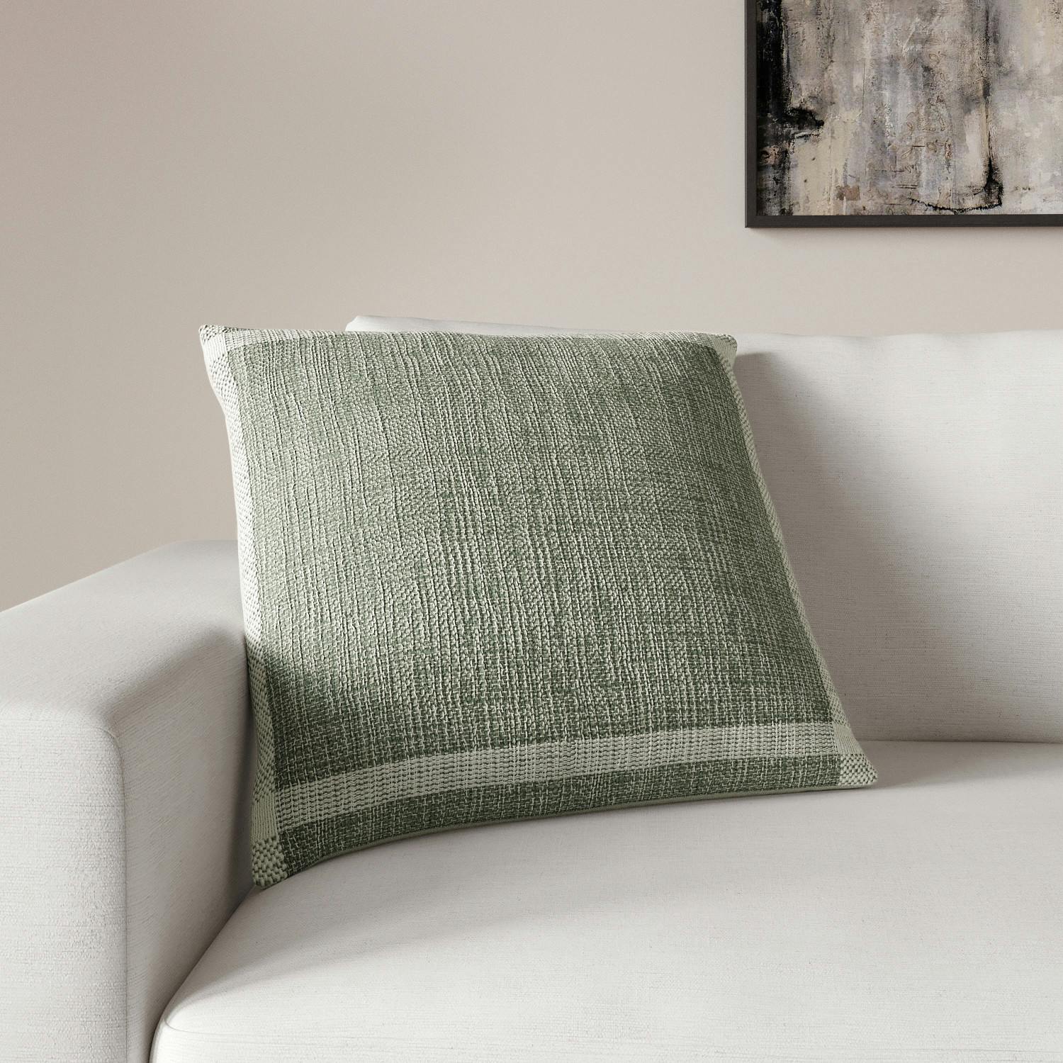 Mabel Rambo Green Two-Tone 20 x 20 Pillow, 100% Cotton Fabric Cover ...