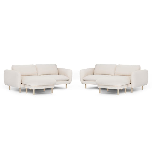 Sanders Ivory Wool Bouclé Reversible Chaise Sectional Sofa | Article