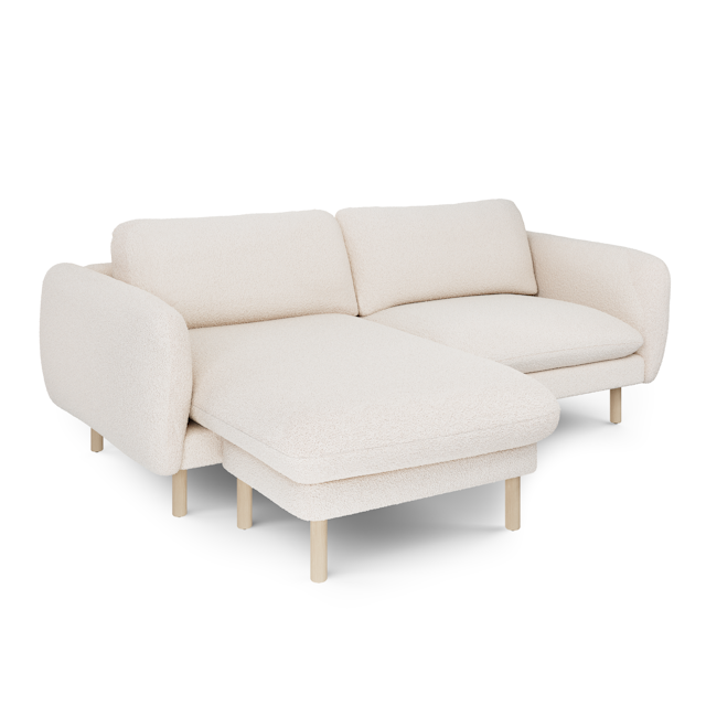Sanders Ivory Wool Bouclé Reversible Chaise Sectional Sofa | Article