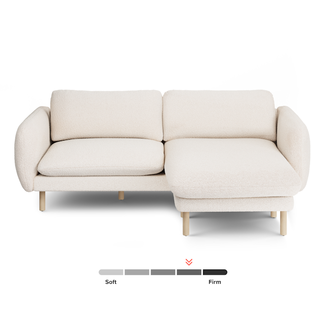 Sanders Ivory Wool Bouclé Reversible Chaise Sectional Sofa | Article