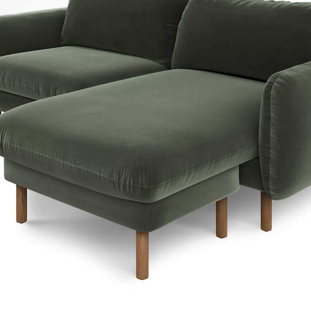 Sanders Pacific Green Velvet Reversible Chaise Sectional Sofa, Solid ...