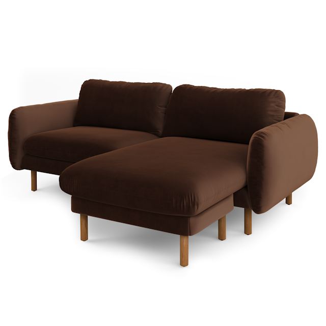 Sanders Pacific Brown Velvet Reversible Chaise Sectional Sofa, Solid ...