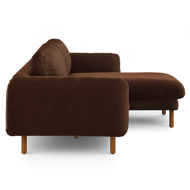 Sanders Pacific Brown Velvet Reversible Chaise Sectional Sofa, Solid ...
