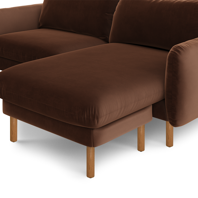 Sanders Pacific Brown Velvet Reversible Chaise Sectional Sofa, Solid ...