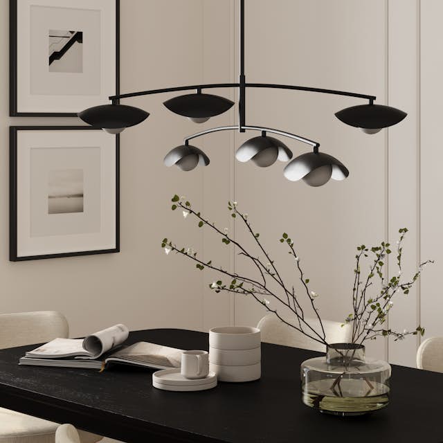 Coy Black Mobile Chandelier, Rotating Linear Base, G9 Bulbs Included ...