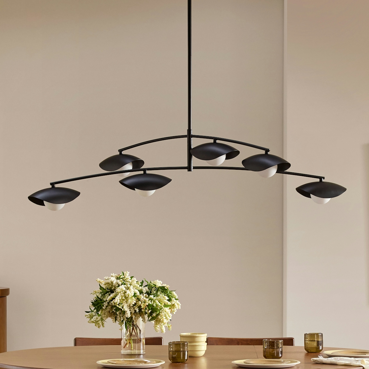 Coy Black Mobile Chandelier, Rotating Linear Base, G9 Bulbs Included ...