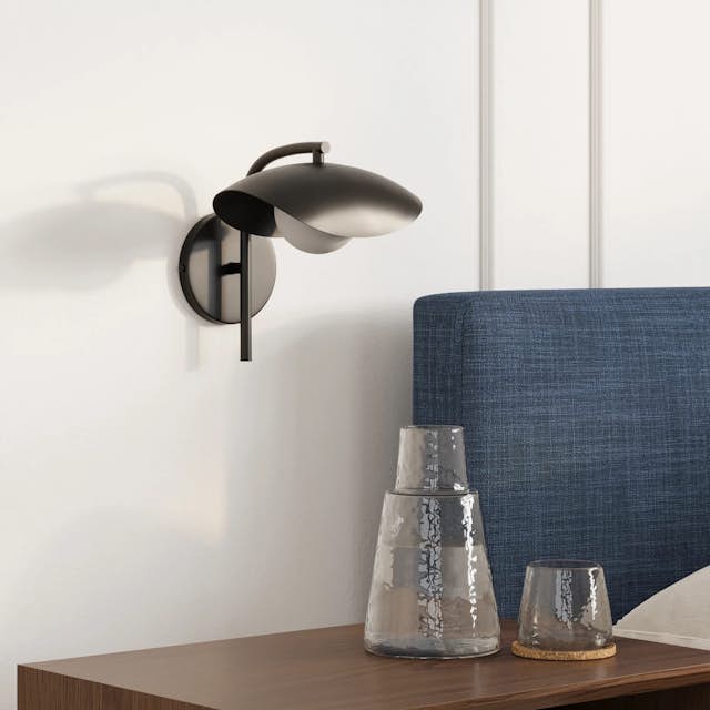 Coy Black Sconce, Rotating Lamp, G9 Bulb, Curved Metal and Frosted ...
