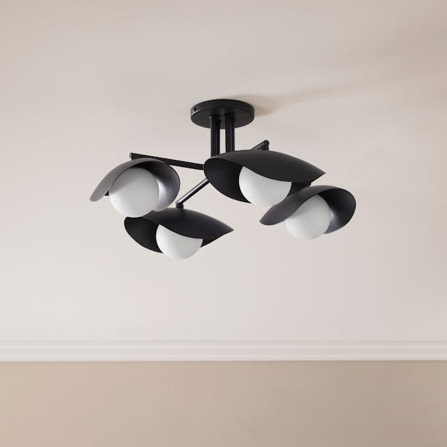 Coy Black Flush Mount Light, G9 Bulbs Included, Curved Metal and ...