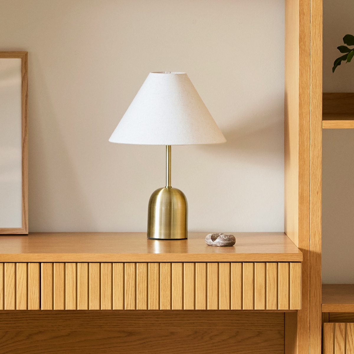 Markham Brass Metal Table Lamp w/ Empire Shade, Linen-blend Fabric ...