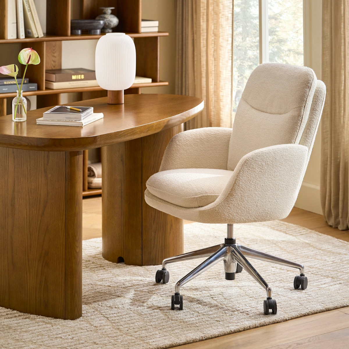 Bea Ivory Wool Bouclé Executive Office Chair | Article