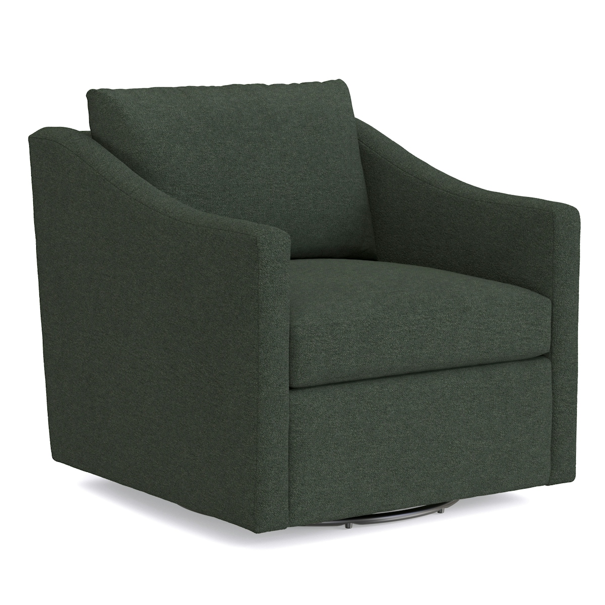 Landry Green Swivel Lounge Armchair, Wool-blend Teddy Bouclé Fabric ...