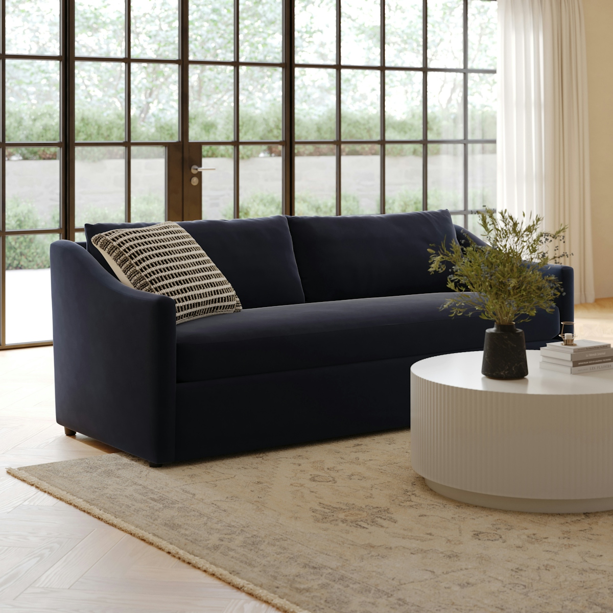 Landry Hale Ink Blue Velvet Sofa | Article