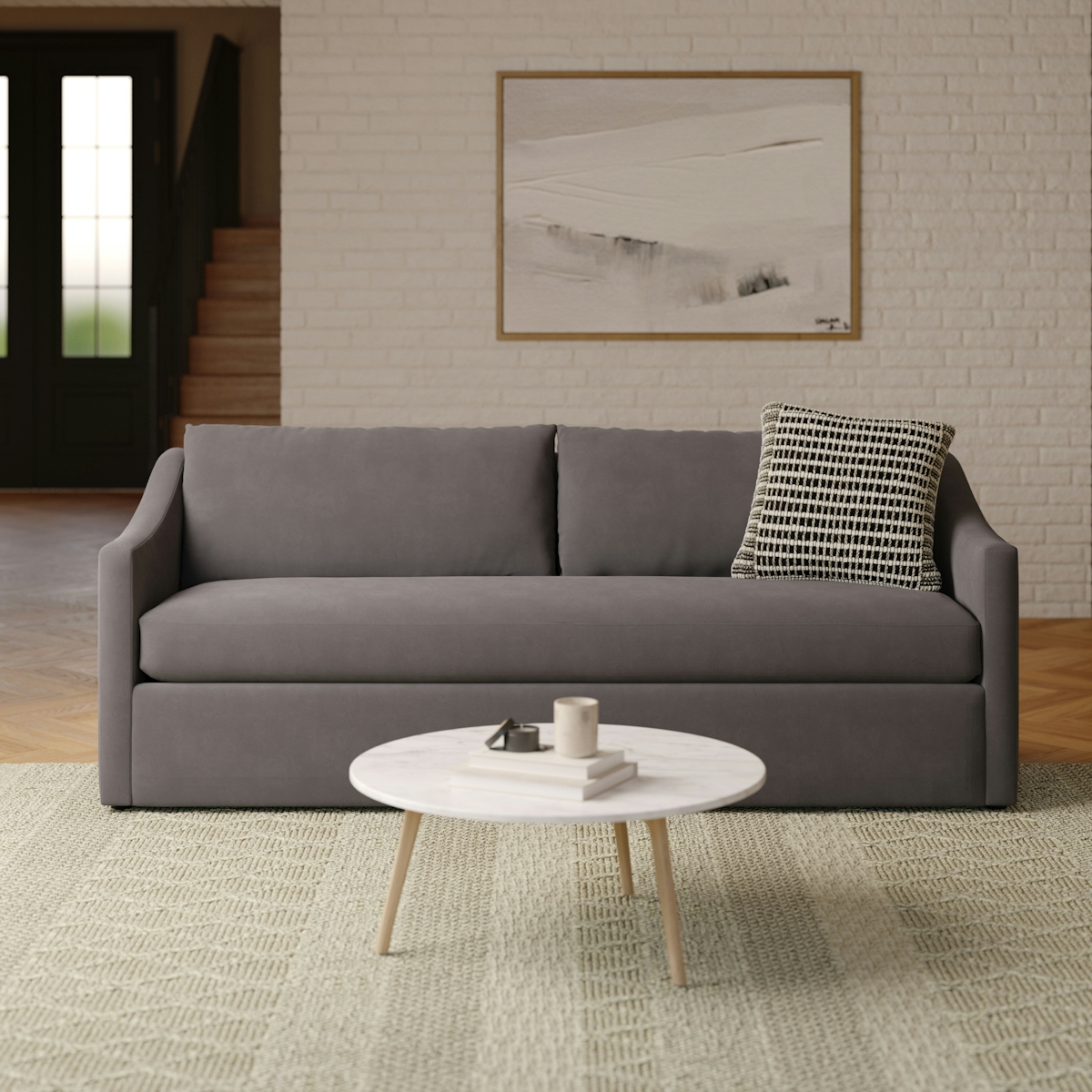 Landry Hale Warm Gray Velvet Sofa | Article