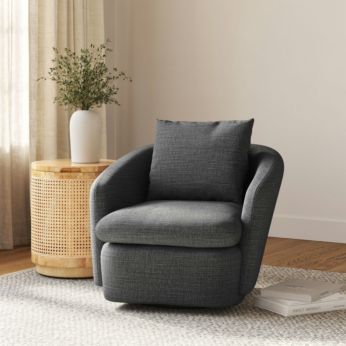 Leigh Napa Charcoal Swivel Chair | Article