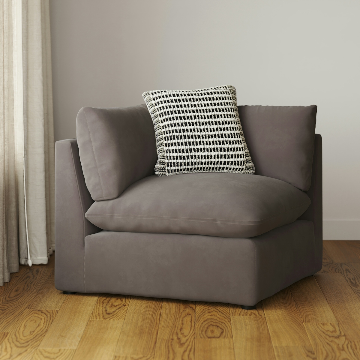 Leigh Warm Gray Corner Module, Velvet Fabric | Article