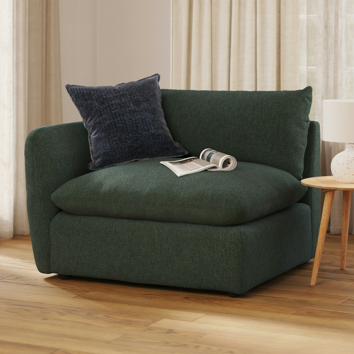 Leigh Green Wool Bouclé Left Arm Module | Article