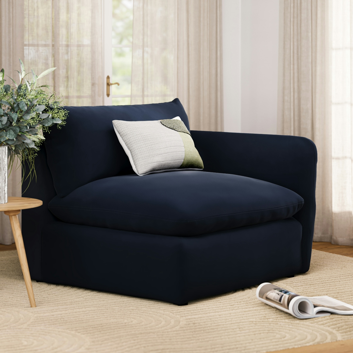 Leigh Hale Ink Blue Velvet Right Arm Module | Article