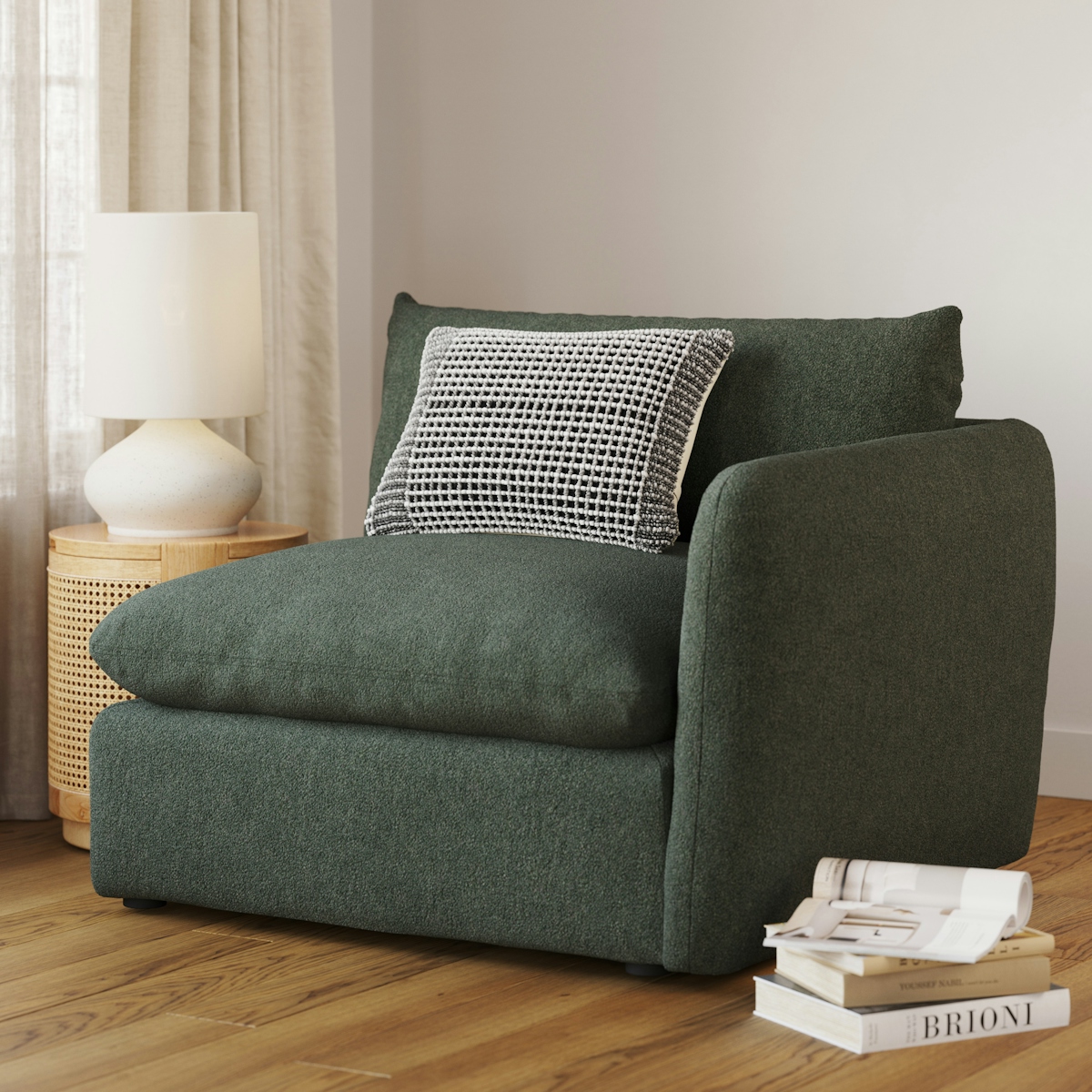 Leigh Green Wool Bouclé Right Arm Module | Article